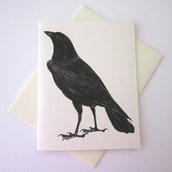 Black Raven Crow Note Card Set of 10 in White or Light Ivory - Etsy
