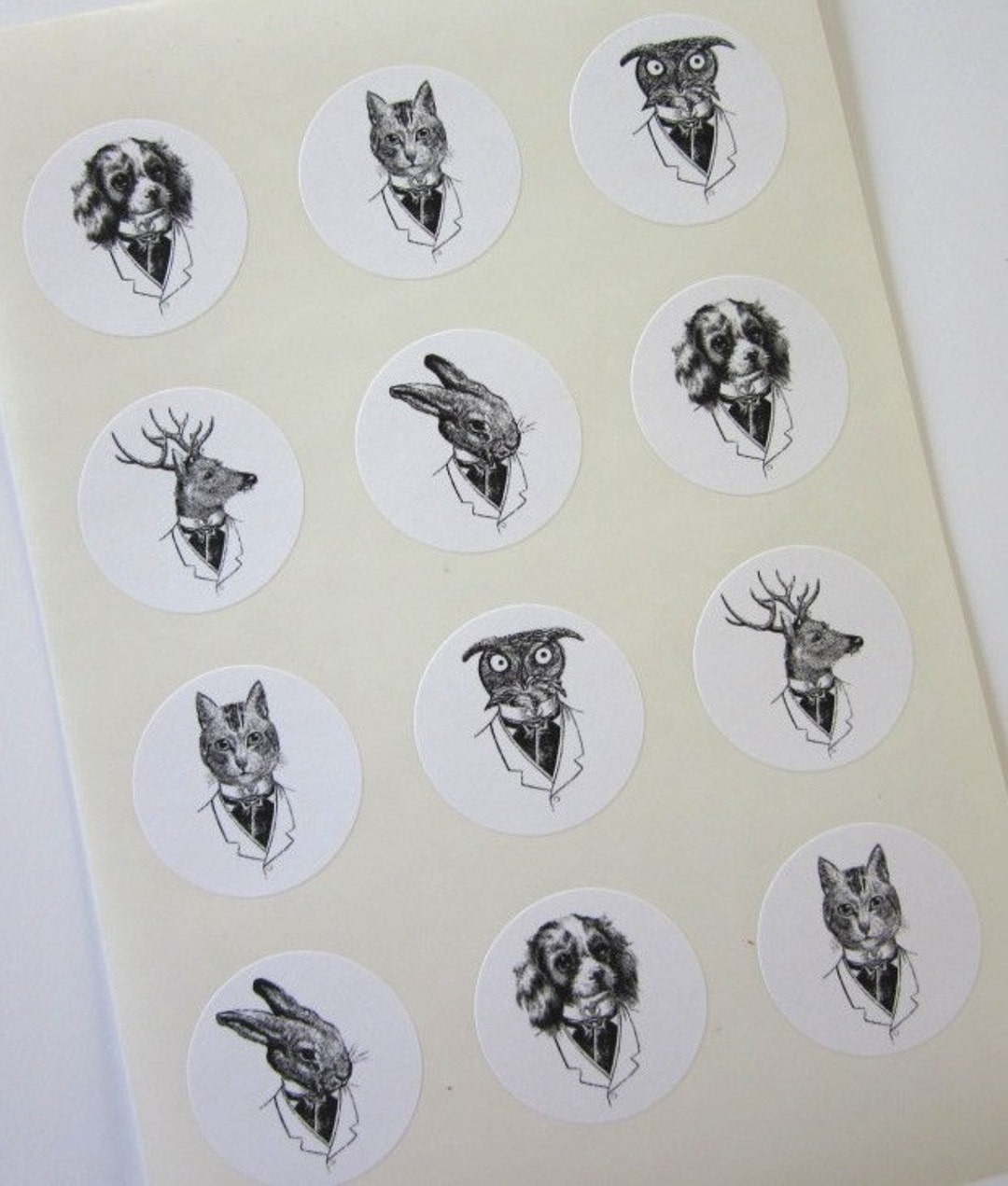 Animal Stickers One Inch Round Seals - Etsy