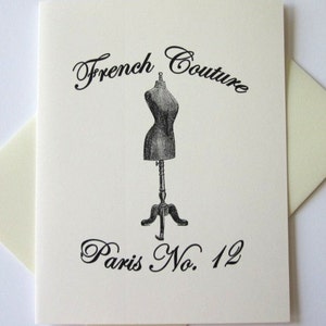 Dressform French Couture Note Cards Stationery Set of 10 Cards in White ...