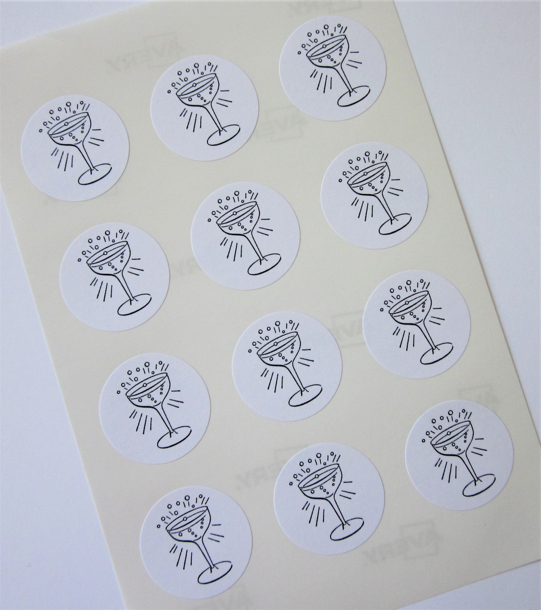 Champagne Stickers One Inch Round Seals - Etsy