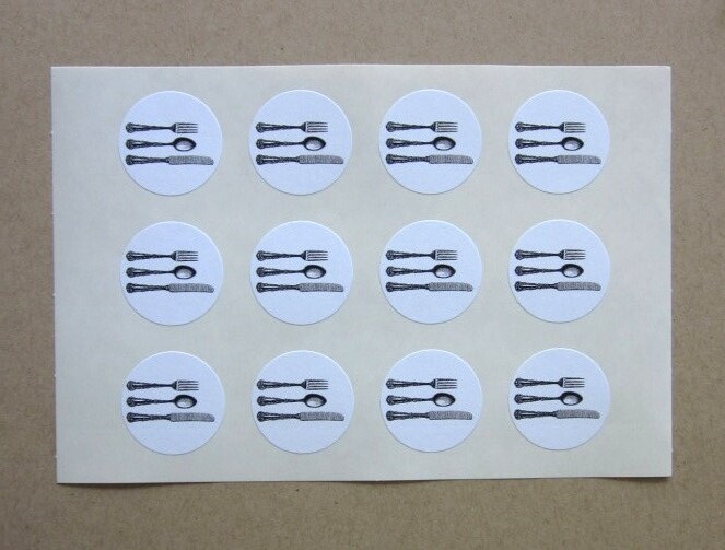Cutlery Knife Spoon Fork Silverware Stickers One Inch Round Seals - Etsy