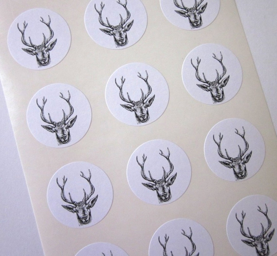 Deer With Antlers Stickers One Inch Round Seals - Etsy