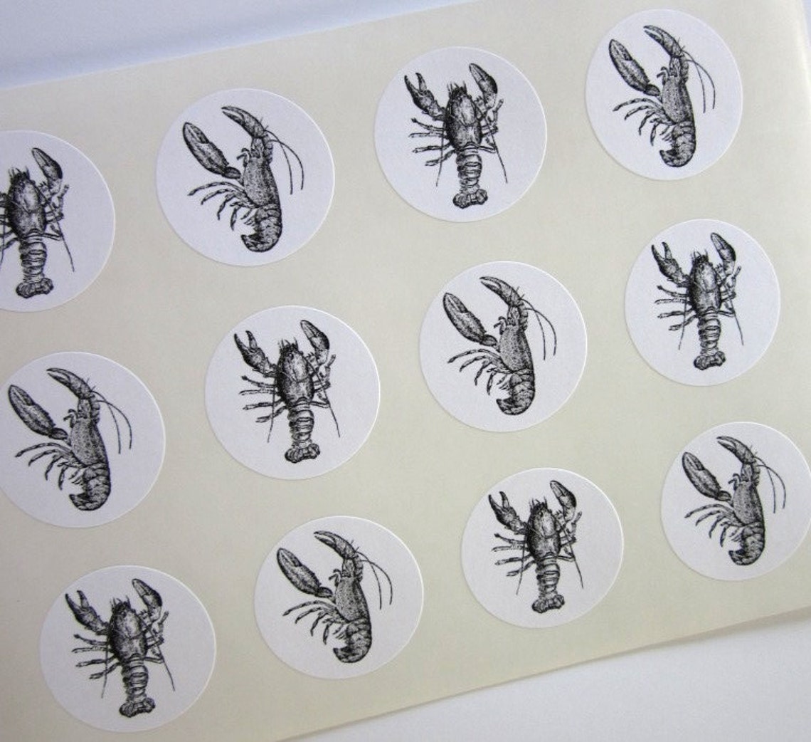 Lobster Stickers One Inch Round Seals | Etsy