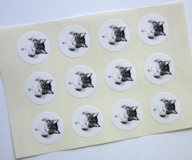 Kitten Cat Stickers One Inch Round Seals | Etsy