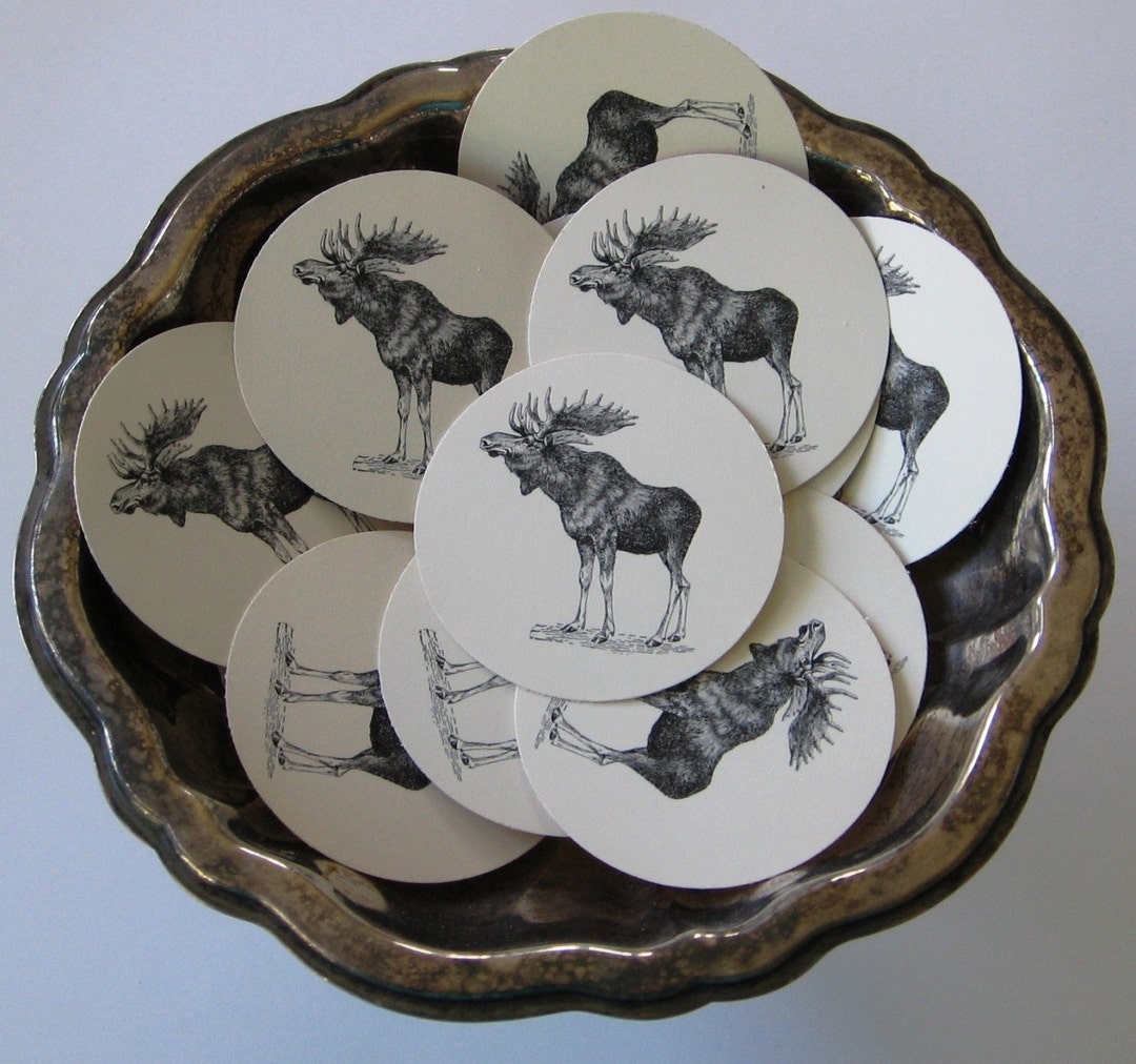 Moose Tags Round Gift Tags Set of 10 - Etsy