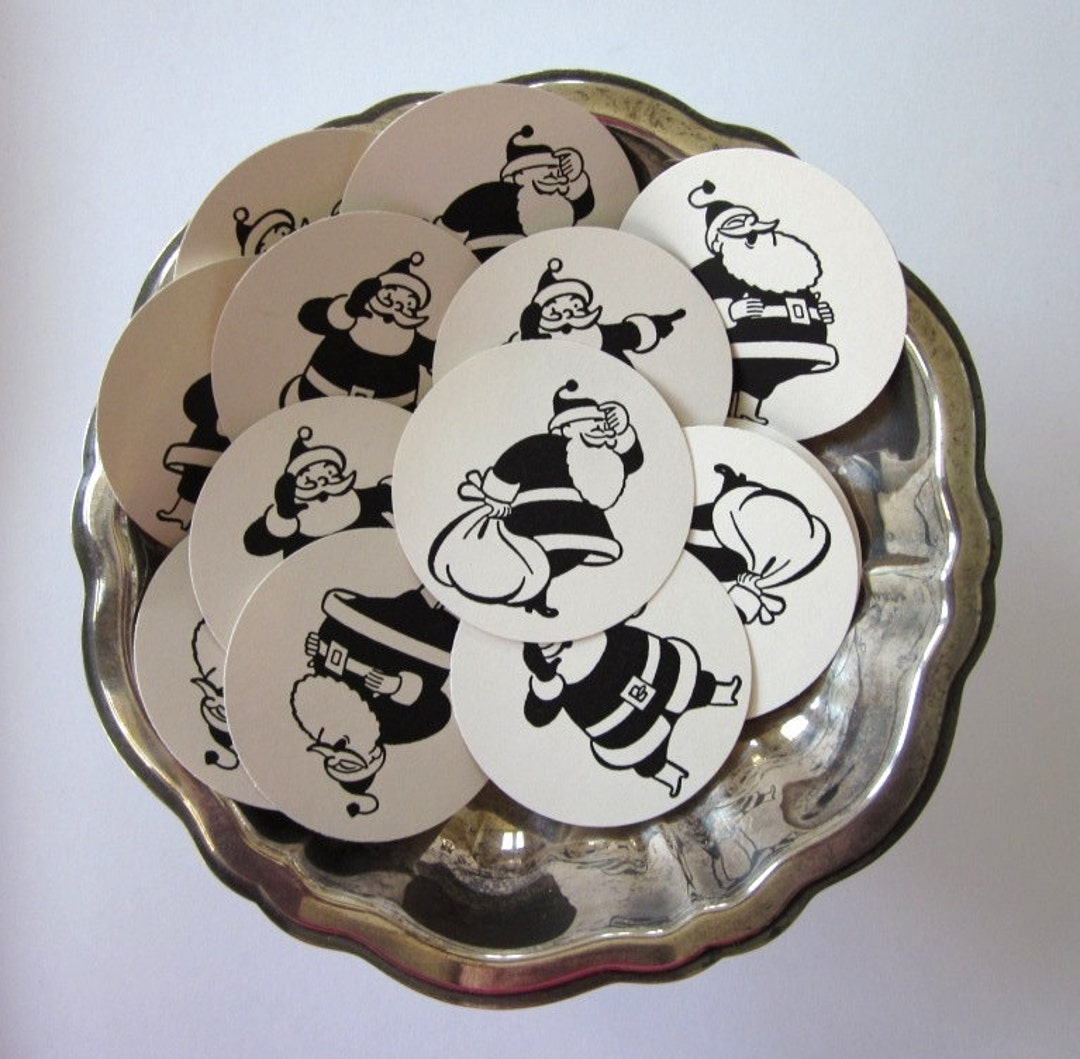 Santa Claus Tags Round Paper Gift Tags Set of 10 - Etsy
