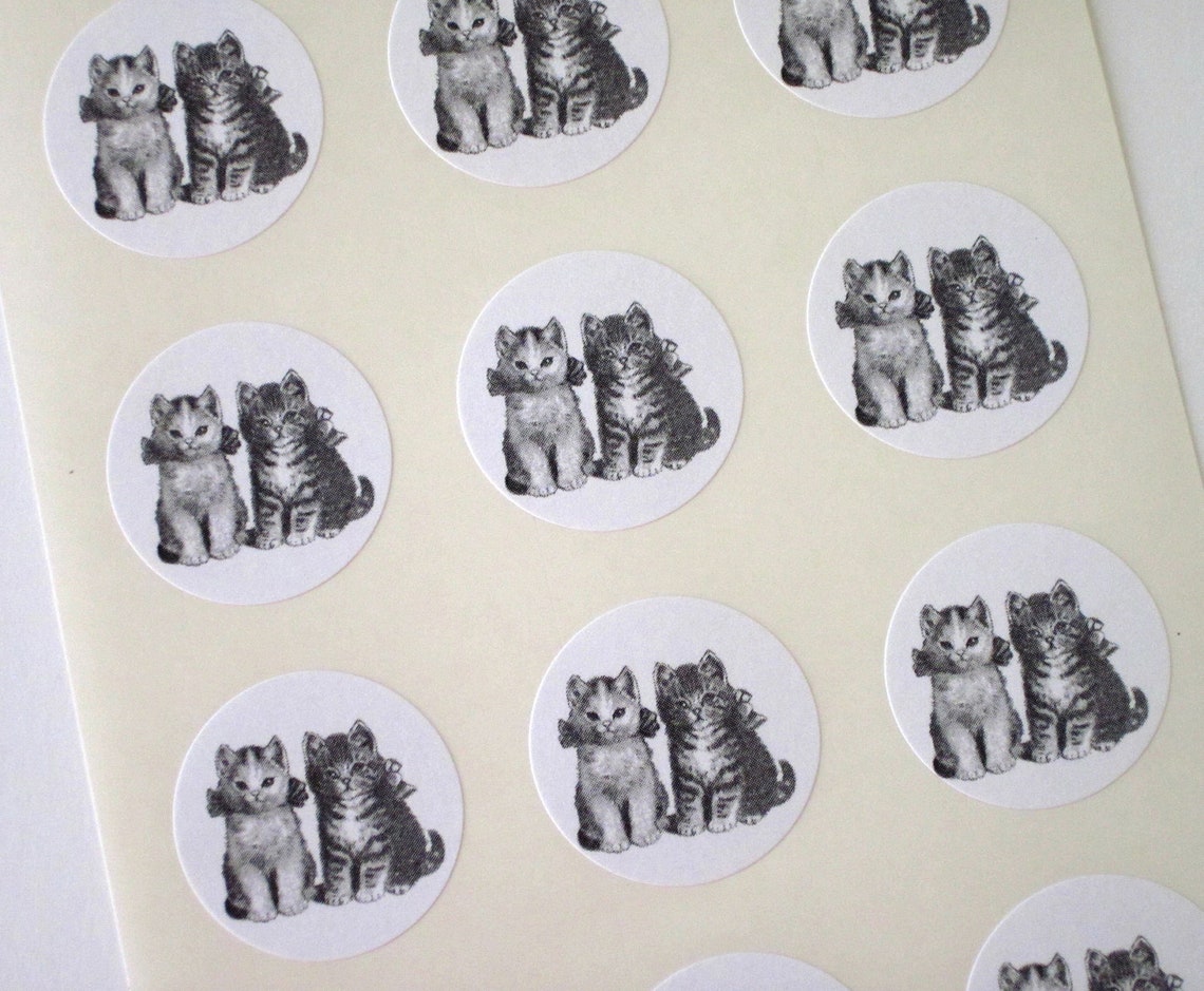 Kittens Cats Stickers One Inch Round Seals - Etsy