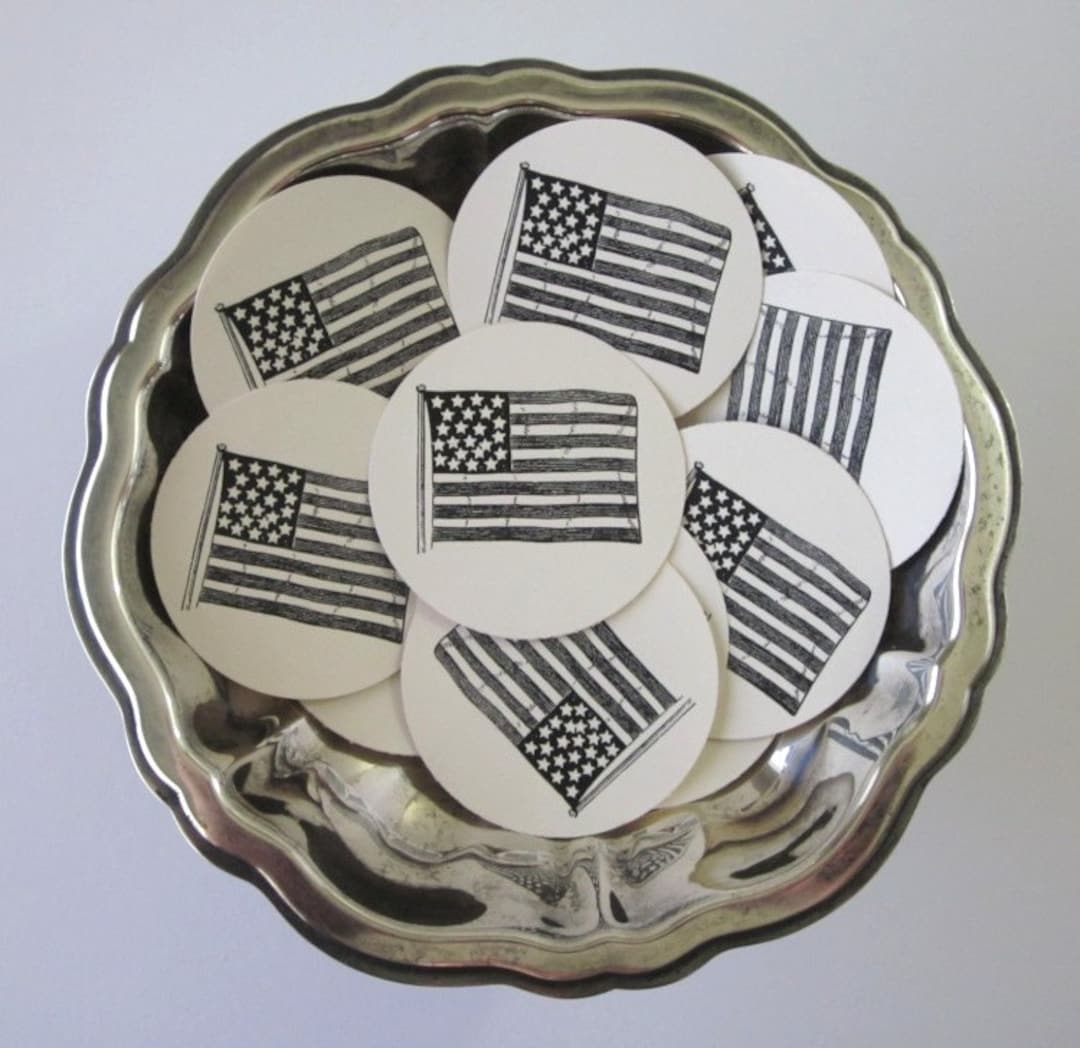 American Flag Tags Round Gift Tags Set of 10 - Etsy