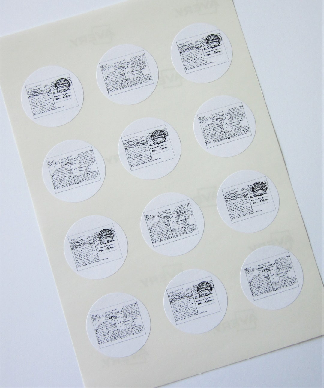 Vintage French Postcard Stickers One Inch Round Seals - Etsy