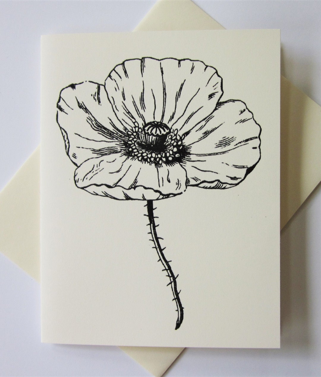 Poppy Flower Note Cards Stationery Set of 10 Cards in White or Light ...