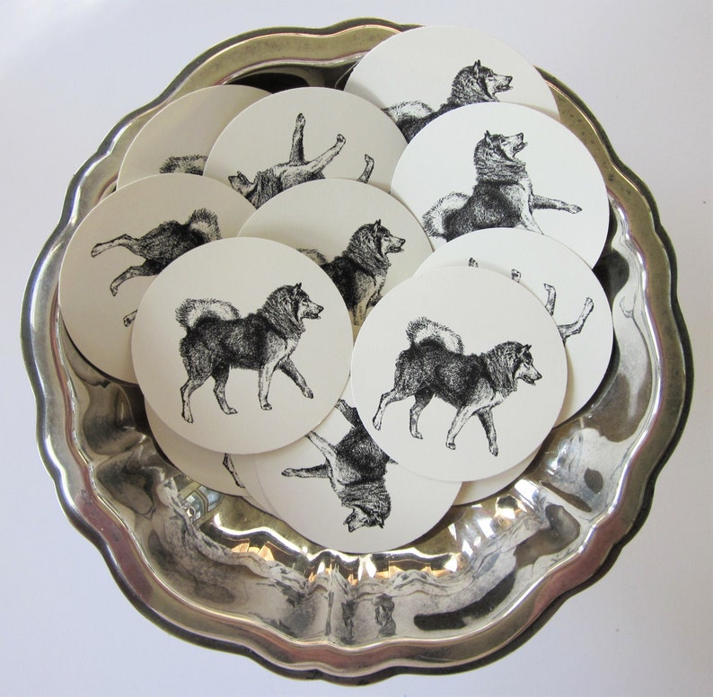 Husky Dog Tags Round Paper Gift Tags Set of 10 - Etsy