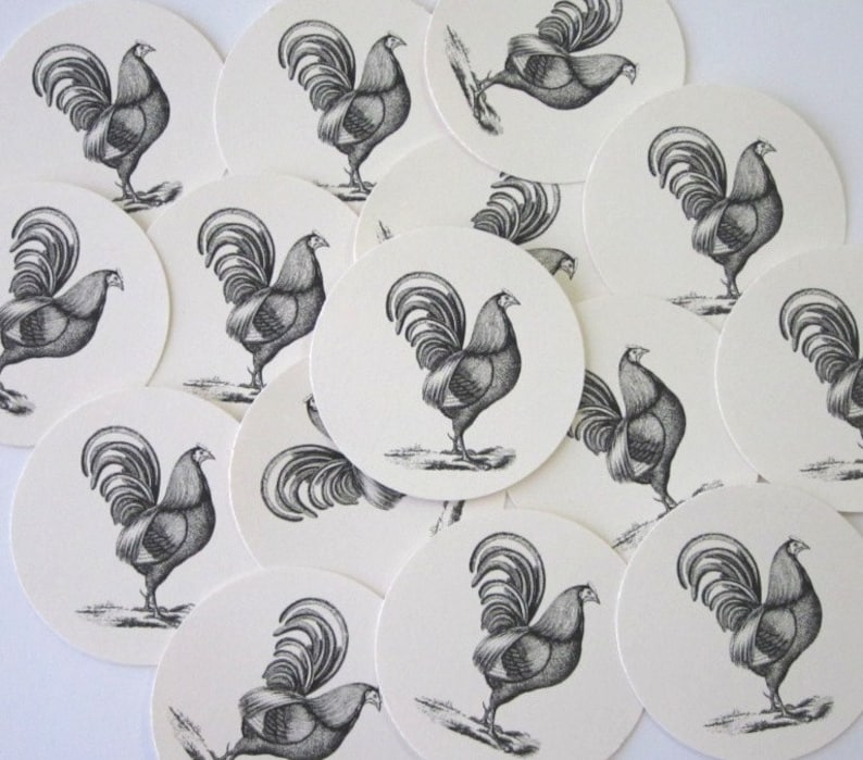 Chicken Rooster Tags Round Gift Tags Set of 10 - Etsy