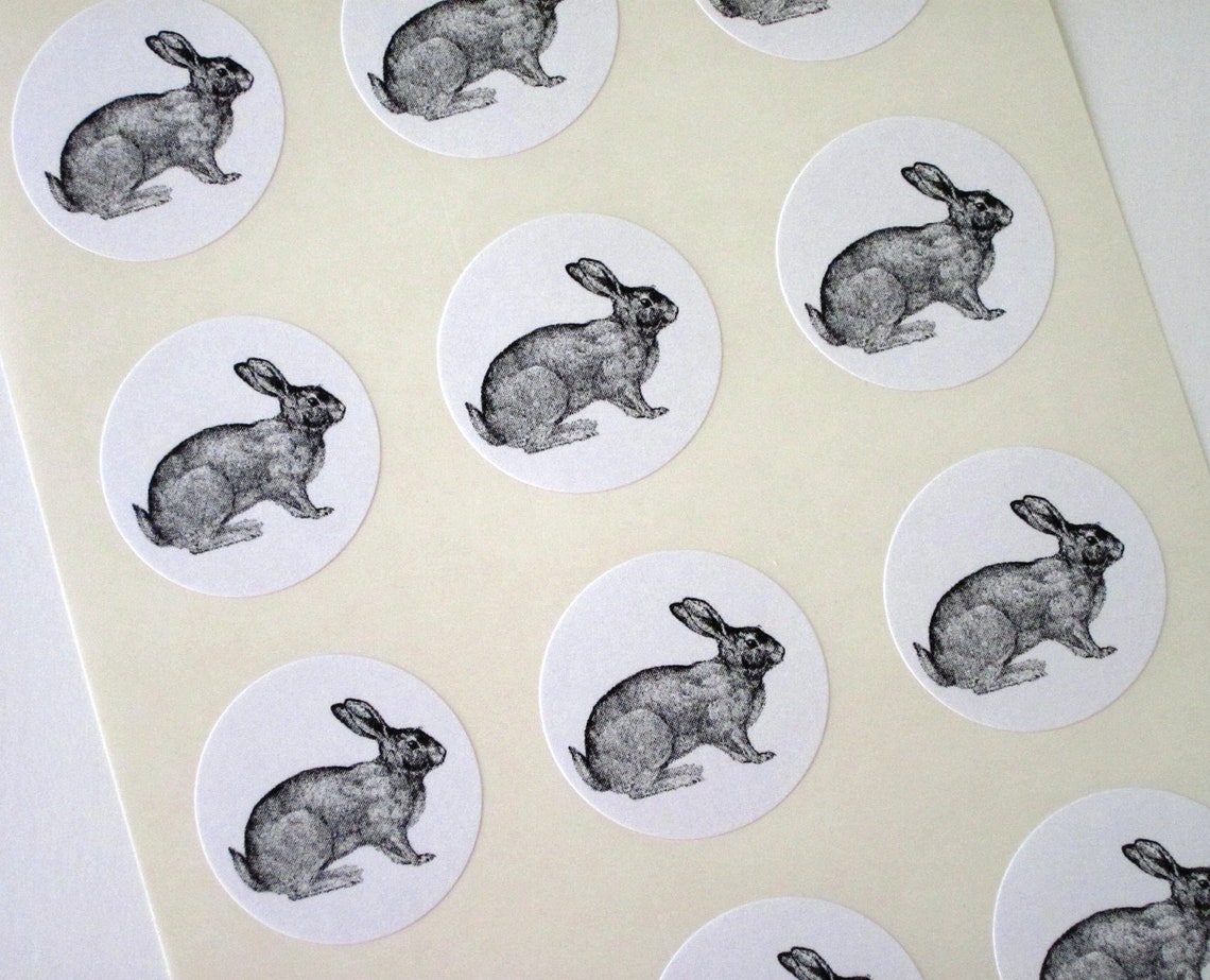Rabbit Stickers One Inch Round Seals - Etsy
