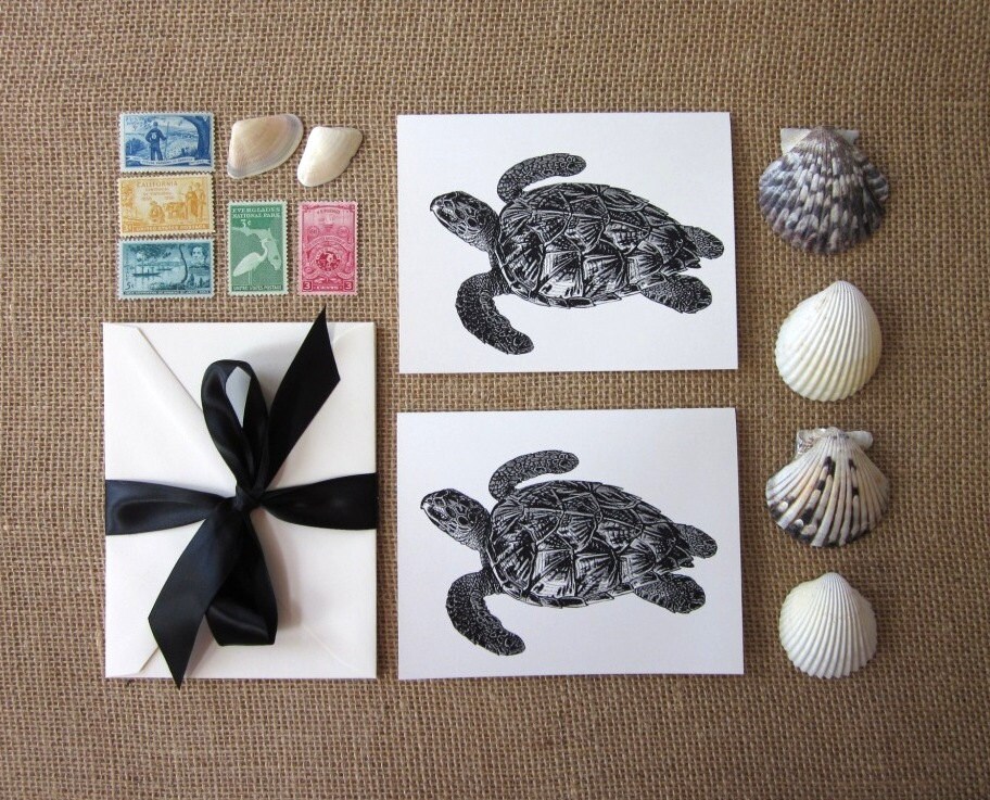 Sea Turtle Note Cards Set of 10 With Matching Envelopes - Etsy
