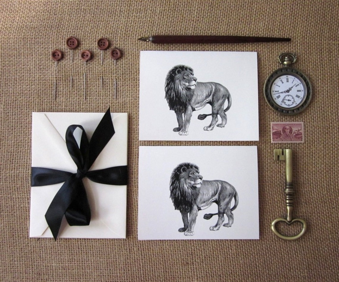 Lion Note Cards Set of 10 With Matching Envelopes - Etsy