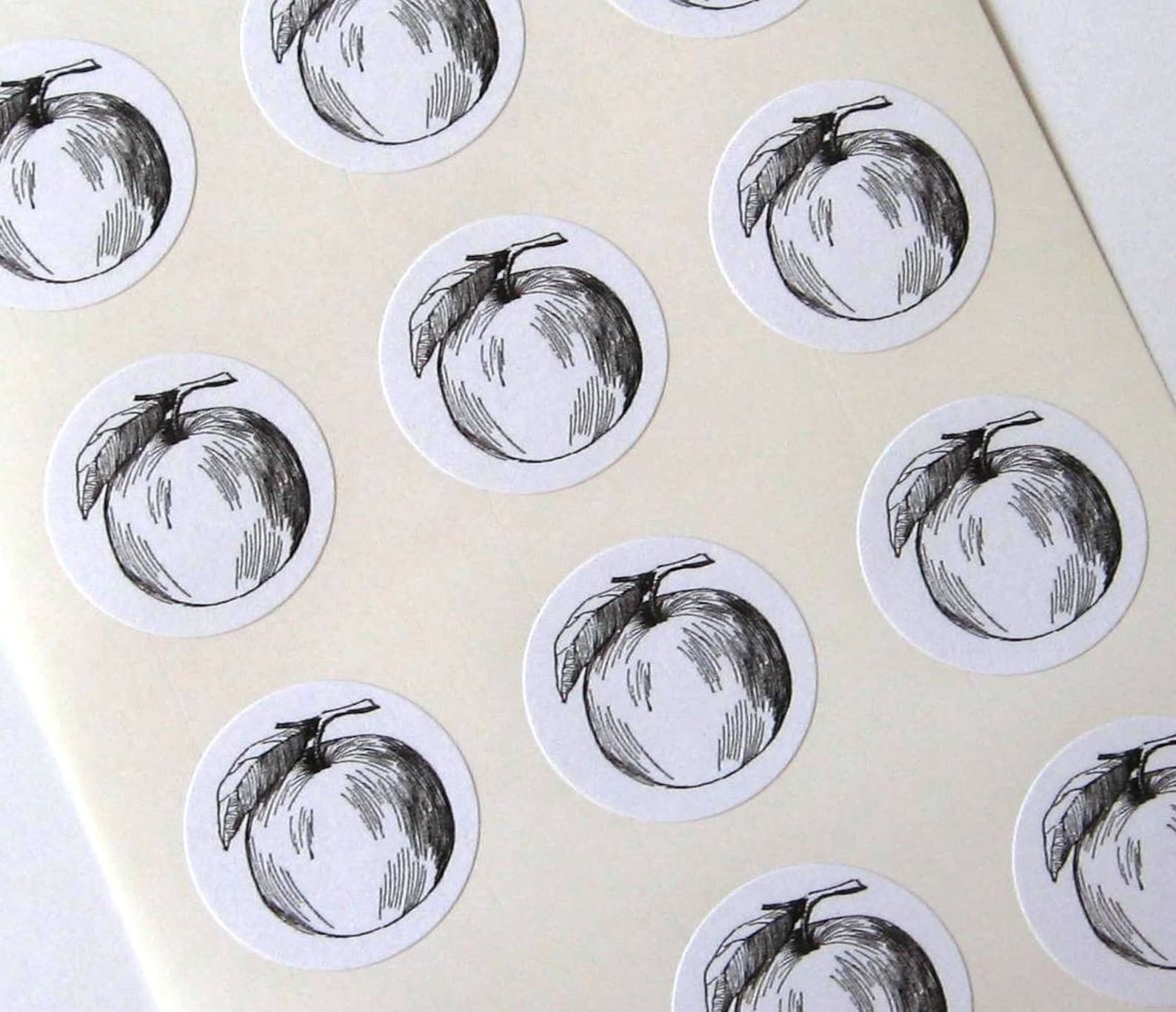 Apple Stickers One Inch Round Seals - Etsy