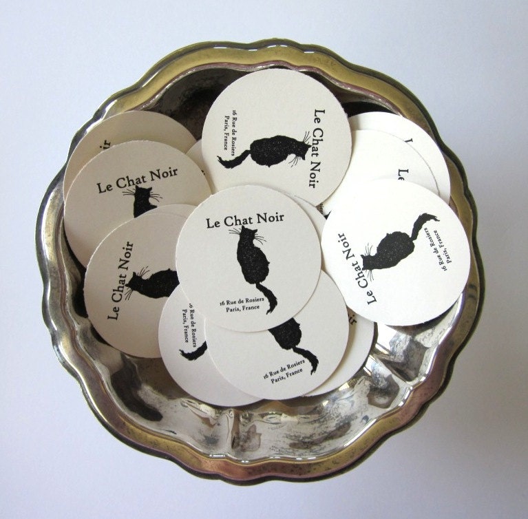 Le Chat Noir the Black Cat Tags Round Paper Gift Tags Set of 10 - Etsy