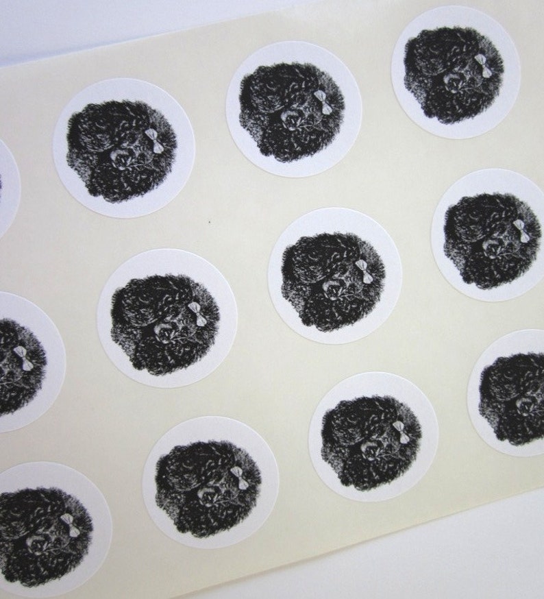 Poodle Dog Stickers One Inch Round Seals - Etsy