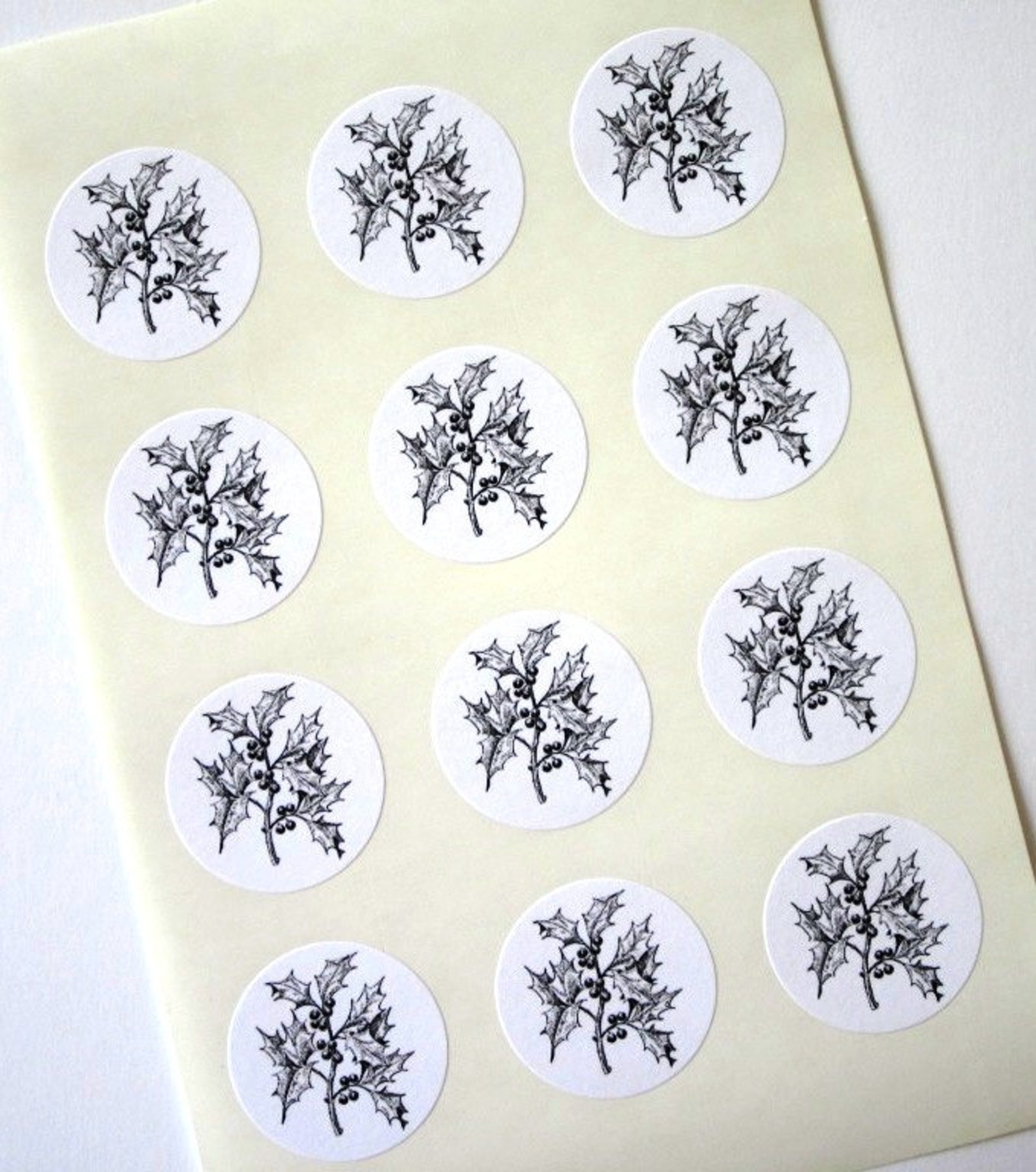 Holly Stickers One Inch Round Seals - Etsy