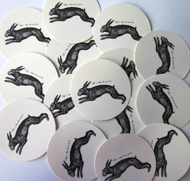 Hare Rabbit Bunny Tags Round Gift Tags Set of 10 - Etsy
