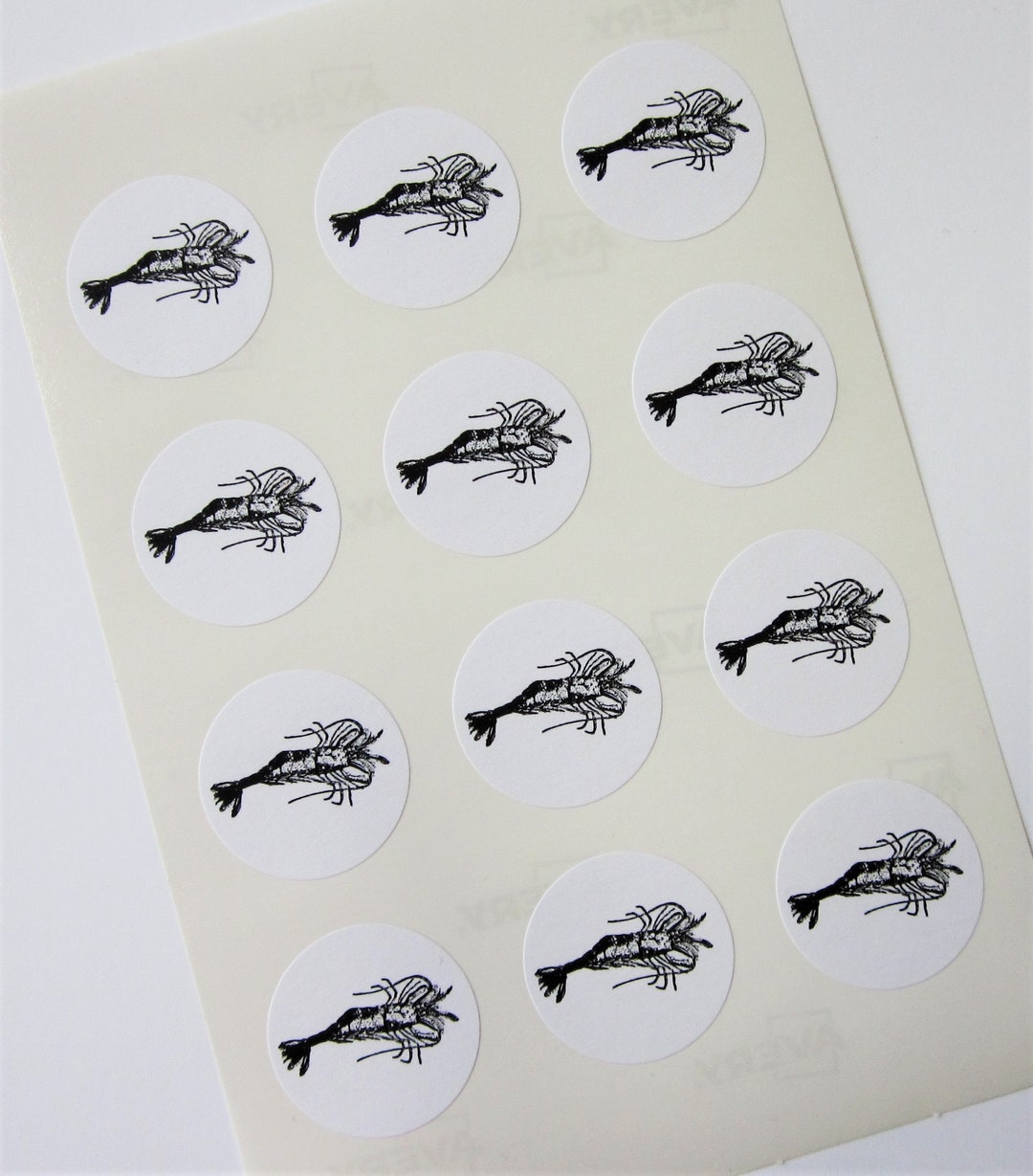 Shrimp Stickers One Inch Round Seals - Etsy