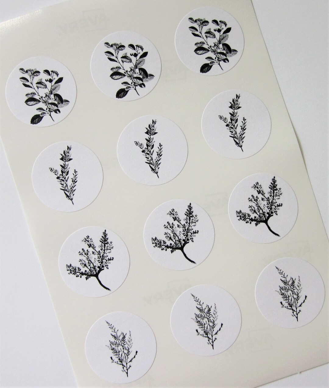 Botanical Branch Stickers One Inch Round Seals - Etsy