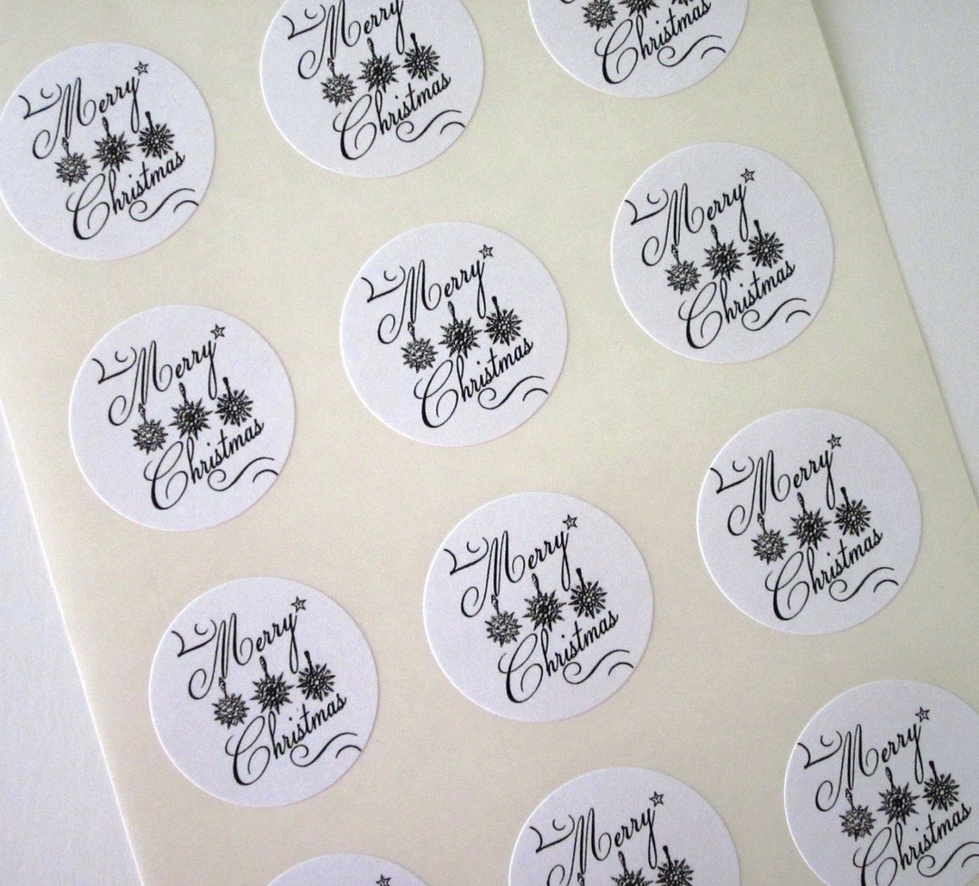 Merry Christmas Snowflake Stickers One Inch Round Seals - Etsy