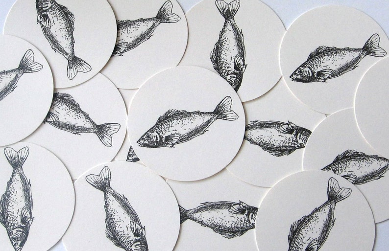 Fish Tags Round Gift Tags Set of Ten | Etsy