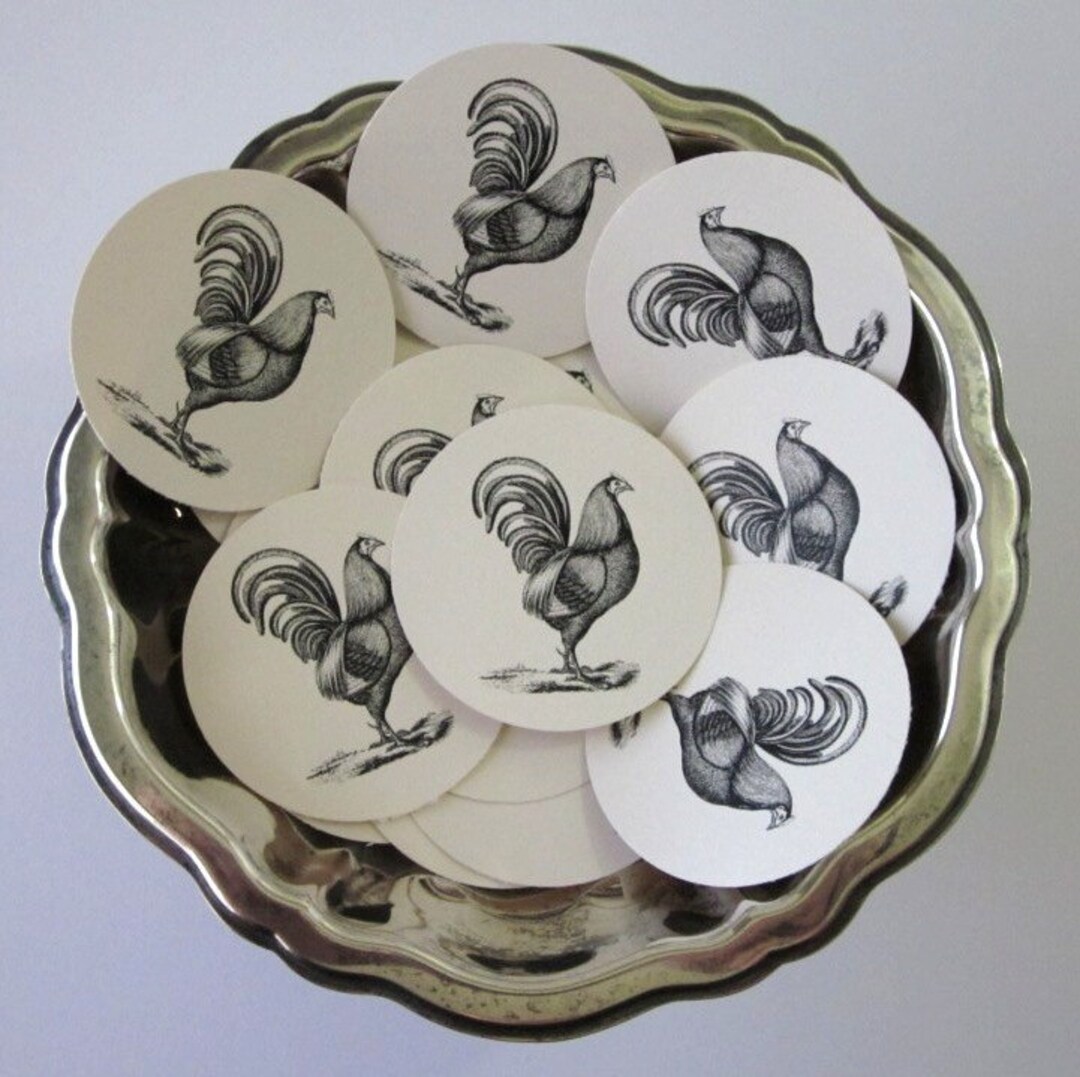 Chicken Rooster Tags Round Gift Tags Set of 10 - Etsy