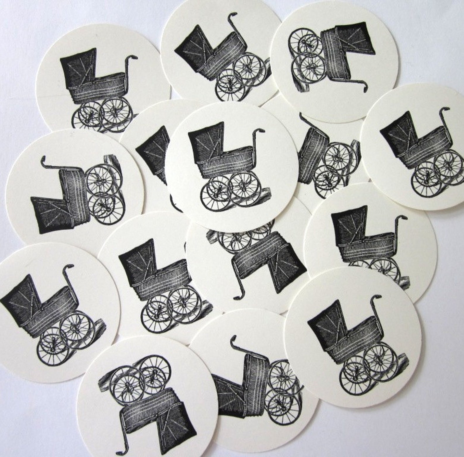 Vintage Baby Carriage Pram Tags Round Paper Gift Tags Set of 10 - Etsy