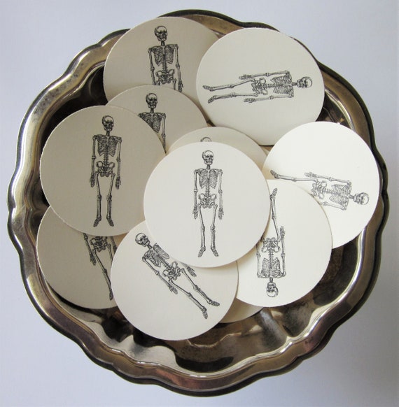 Skeleton Tags Round Paper Gift Tags Set of 10 | Etsy