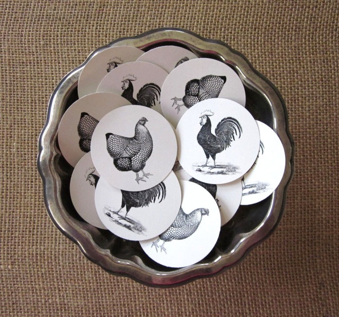 Chicken Tags Round Paper Gift Tags Set of 10 - Etsy