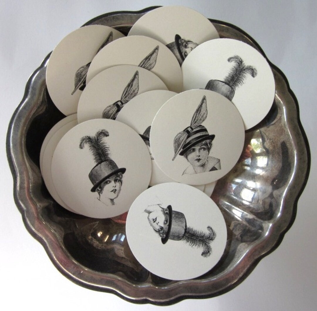 Ladies With Fancy Hats Tags Round Paper Gift Tags Set of 10 - Etsy