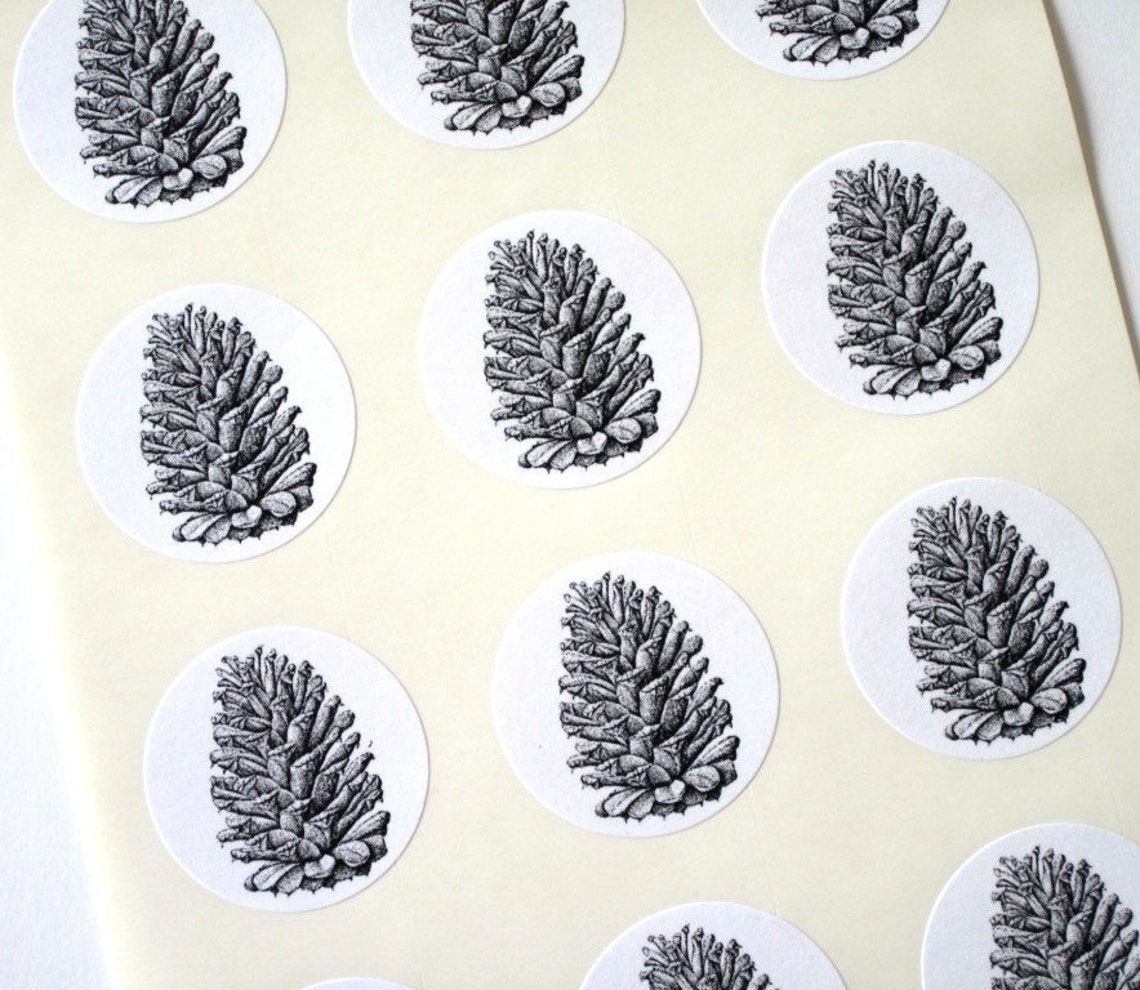 Pinecone Stickers One Inch Round Seals Pine Cone - Etsy