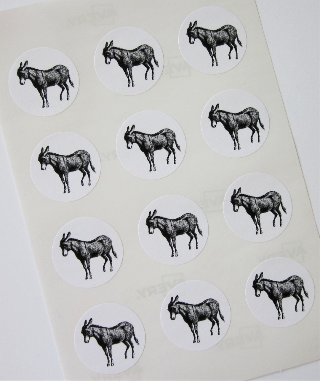 Donkey Burro Stickers One Inch Round Seals - Etsy