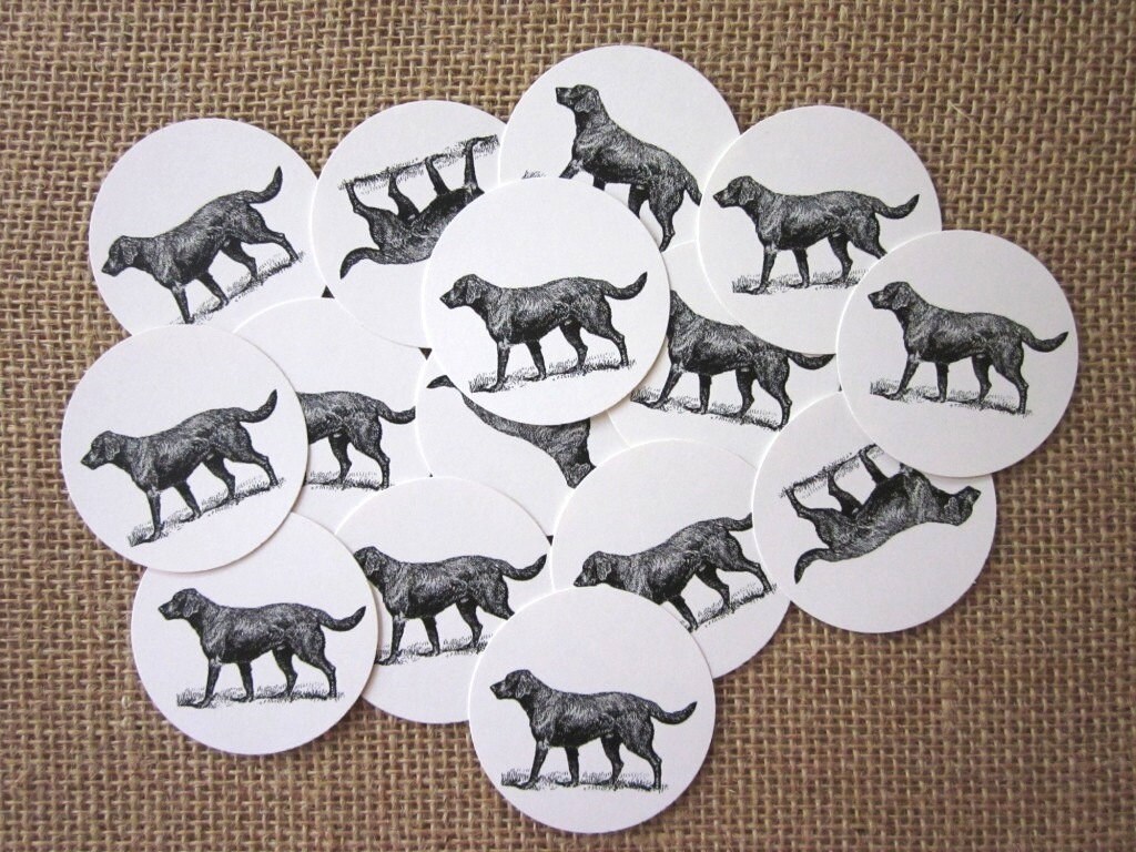 Black Labrador Retriever Dog Tags Round Paper Gift Tags Set of | Etsy