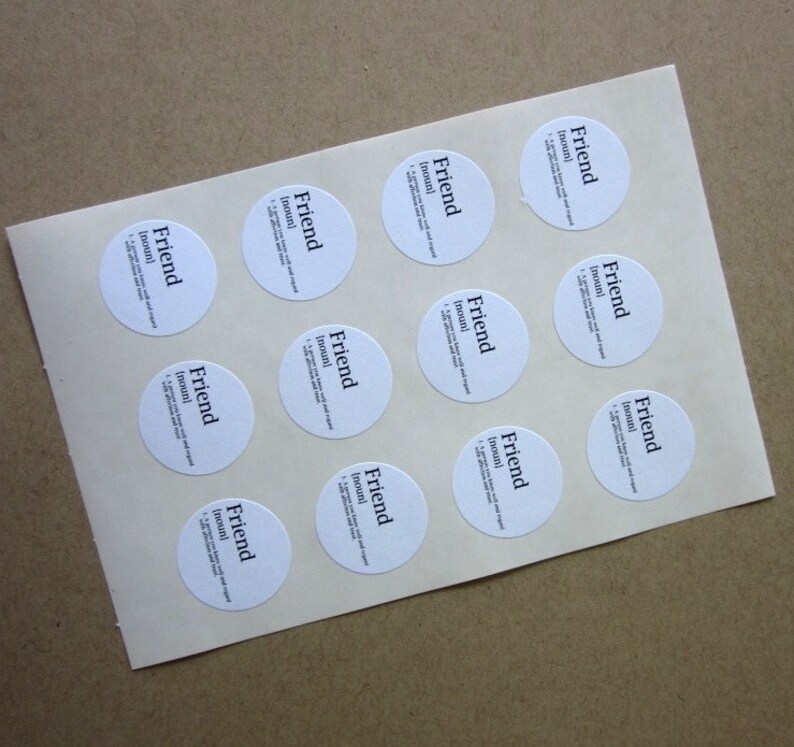 Friend Stickers One Inch Round Seals - Etsy