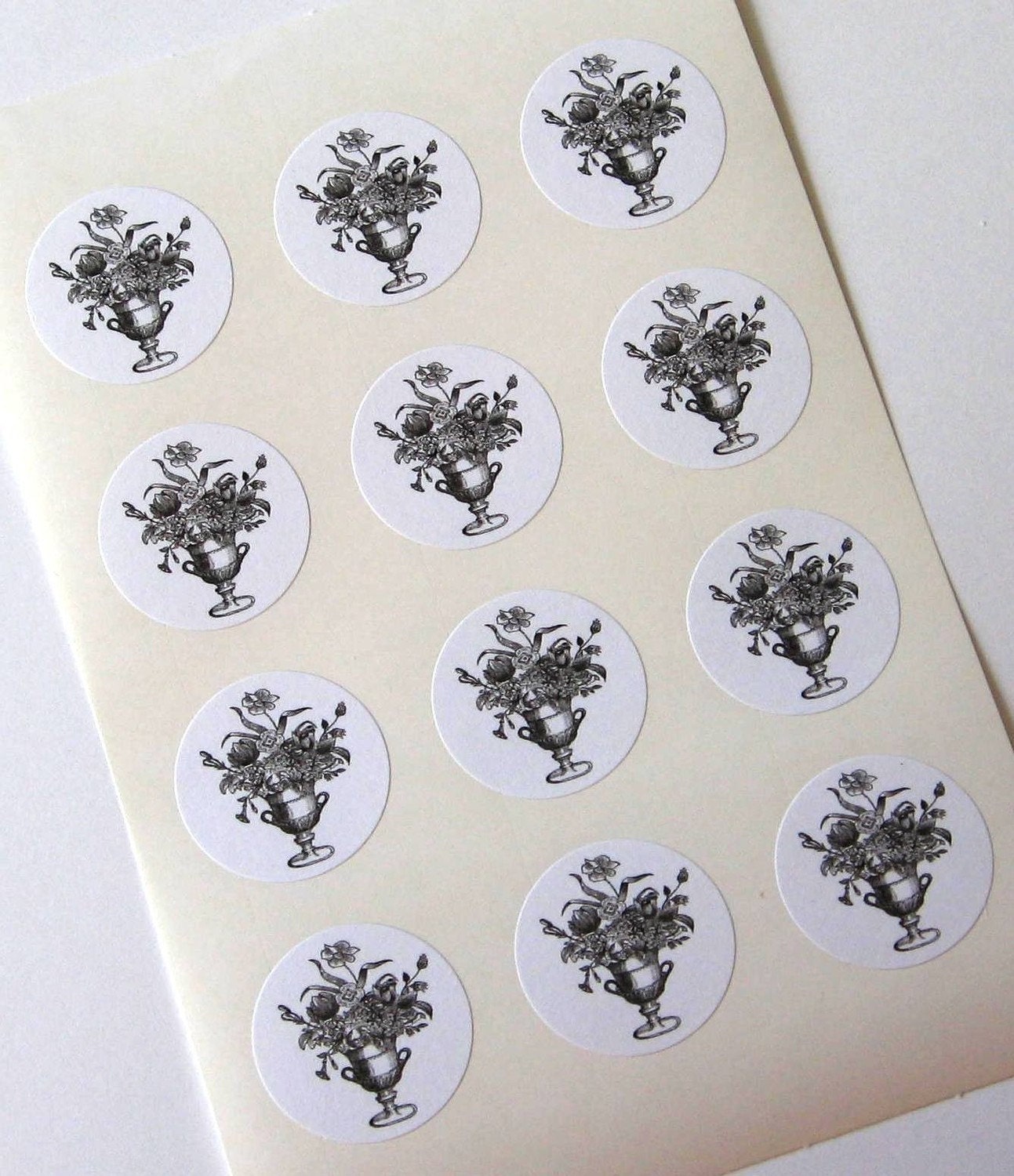 Flower Stickers One Inch Round Seals - Etsy