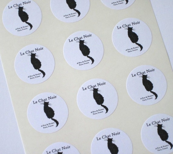Le Chat Noir the Black Cat Stickers One Inch Round Seals | Etsy