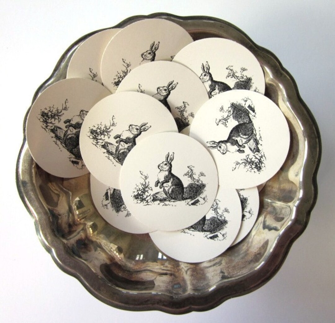 Rabbit Bunny Tags Round Gift Tags Set of 10 - Etsy