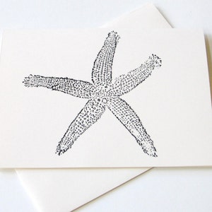 Starfish Note Cards Stationery Set of 10 Cards in White or Light Ivory ...