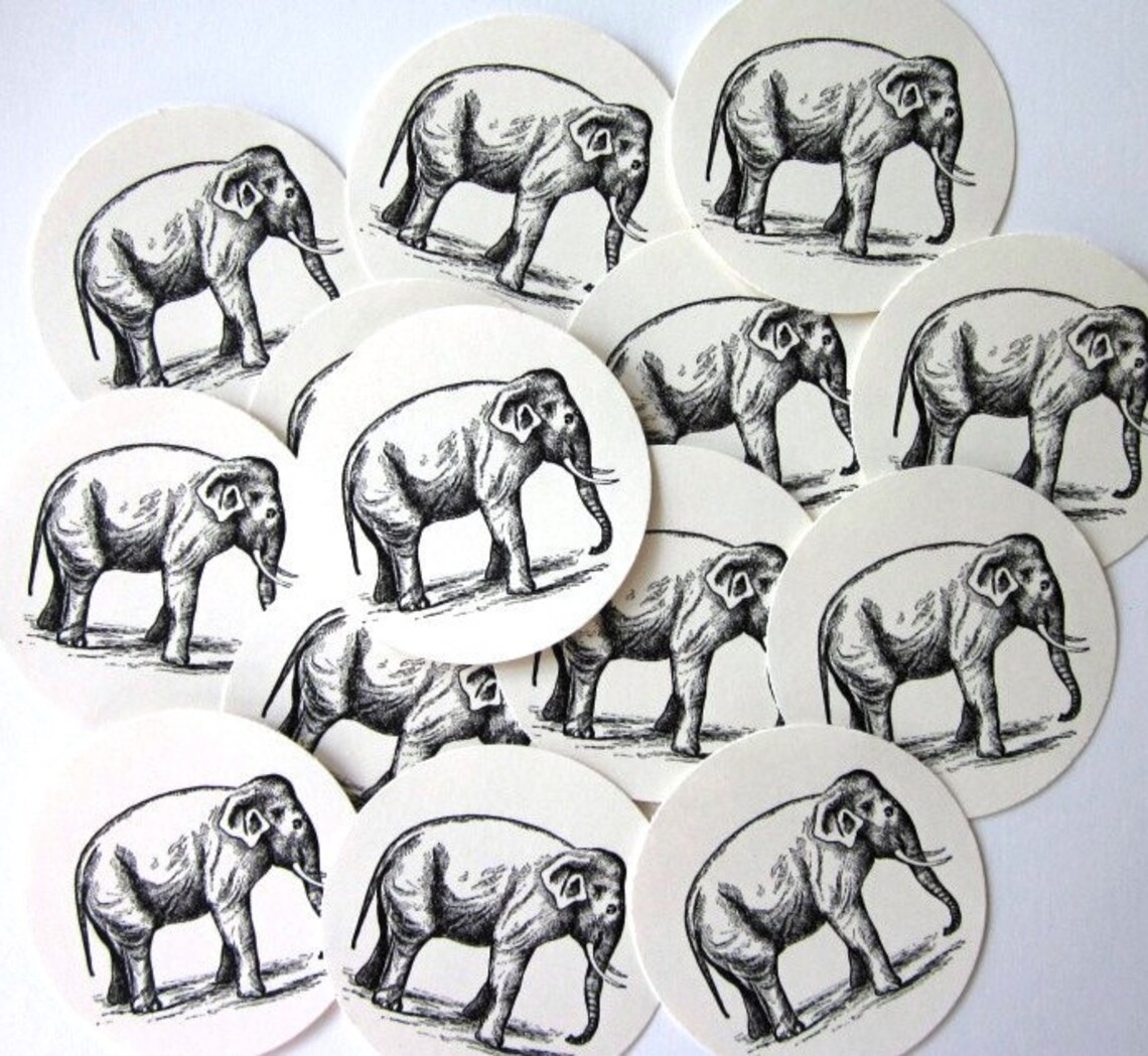 Elephant Tags Round Gift Tags Set of 10 | Etsy