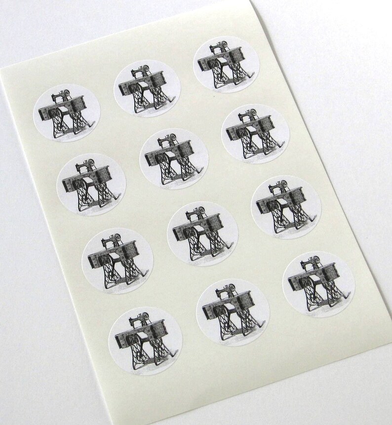 Sewing Machine Stickers One Inch Round Seals | Etsy