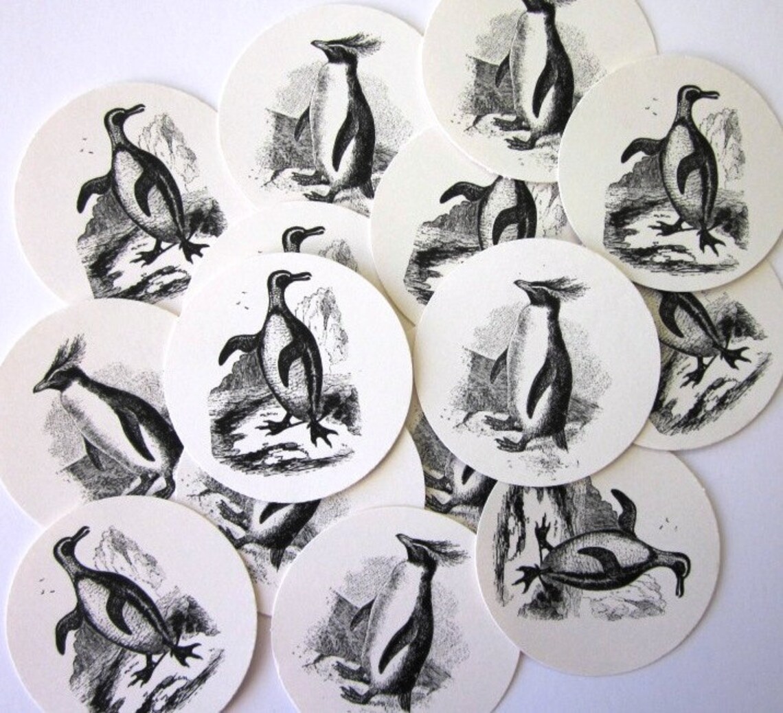 Penguin Tags Round Gift Tags Set of 10 - Etsy