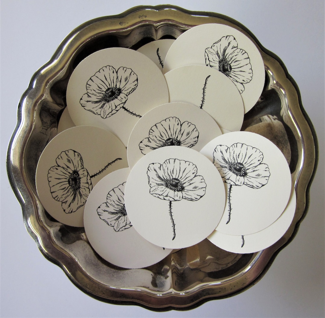 Poppy Flower Round Gift Tags Set of 10 - Etsy