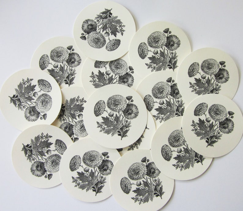 Chrysanthemum Flower Round Gift Tags Set of 10 - Etsy