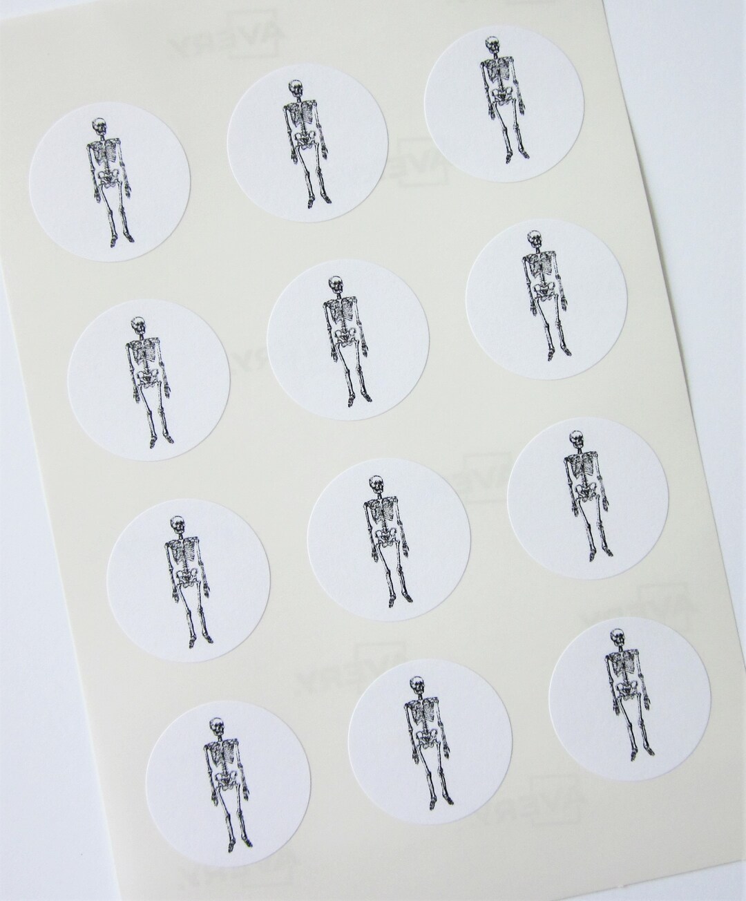 Skeleton Stickers One Inch Round Seals - Etsy