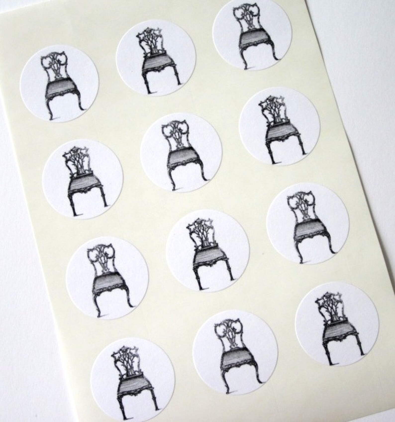 Vintage Chairs Stickers - One Inch Round Seals - Etsy