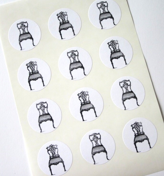 Vintage Chairs Stickers One Inch Round Seals | Etsy