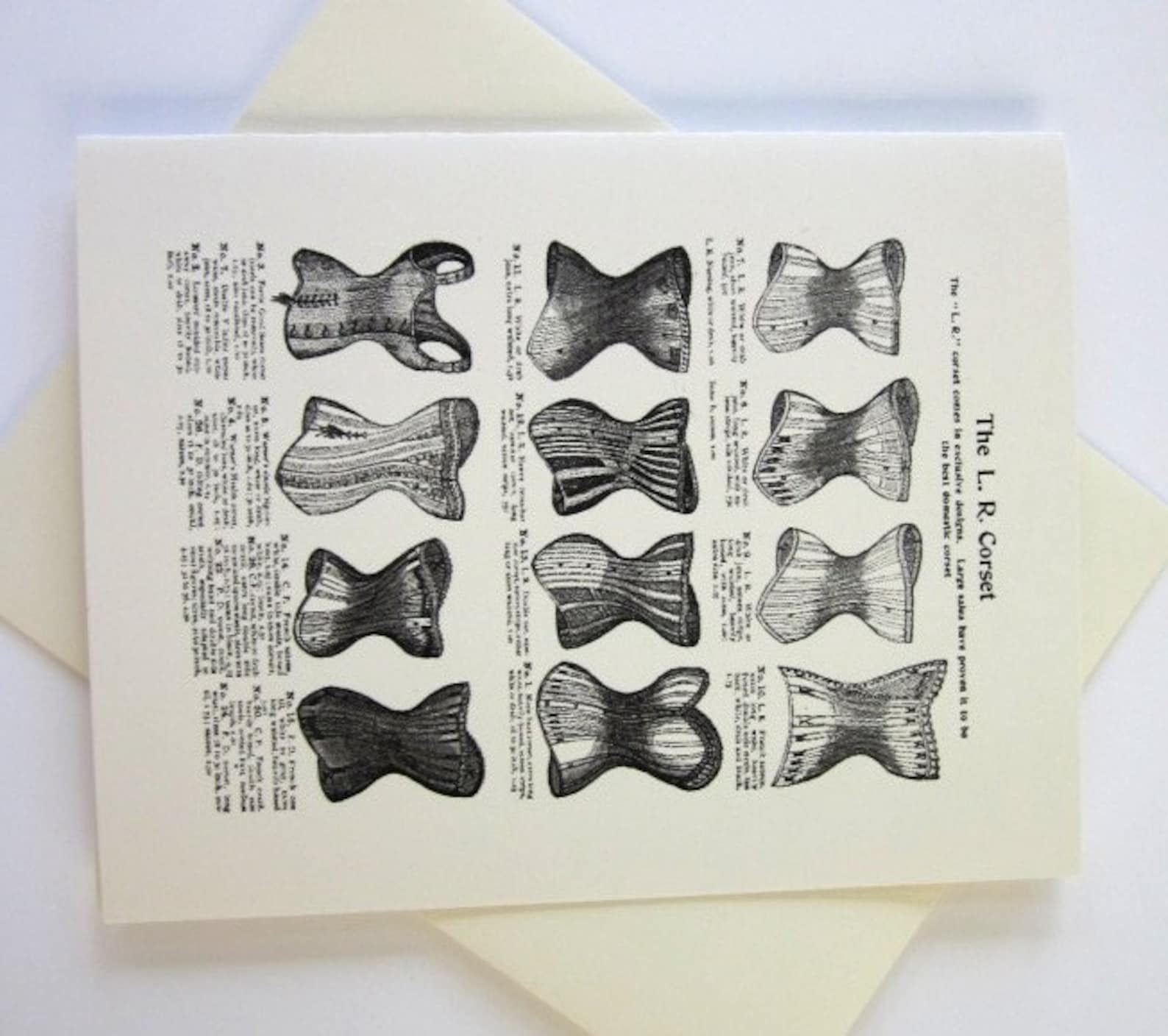 Vintage Corsets Cards Set of 10 in White or Light Ivory With Matching ...